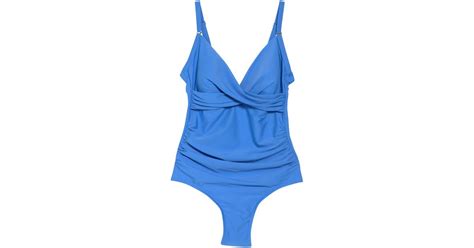 Calvin Klein Twist Tummy Control One Piece Swimsuit In Blue Lyst