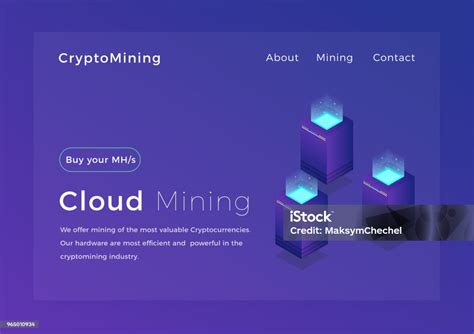 암호화 광업입니다 클라우드 Cryptocurrency 광부 개념 아이소메트릭 벡터 일러스트 레이 션 방문 페이지 디자인 3차원 형태에 대한 스톡 벡터 아트 및 기타 이미지