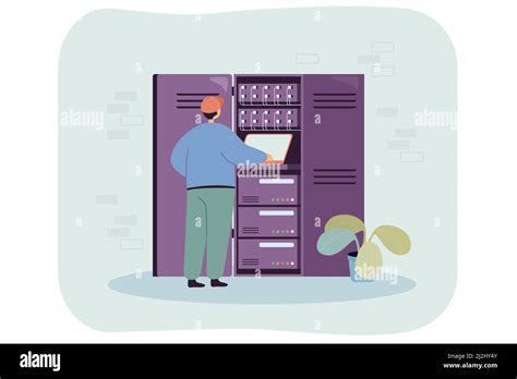 Sysadmin Engineer Working At Switchboard With Server Rack Professional