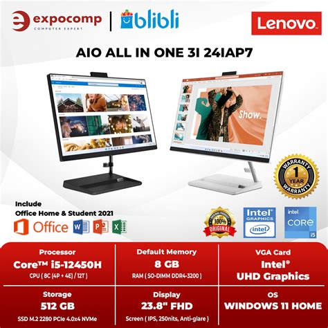 Jual Lenovo Aio All In One I Iap Core I H Gb Gb W Ohs Kxid Black Di Seller
