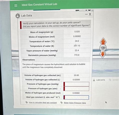 solved lab data verify your calculation in your set up do
