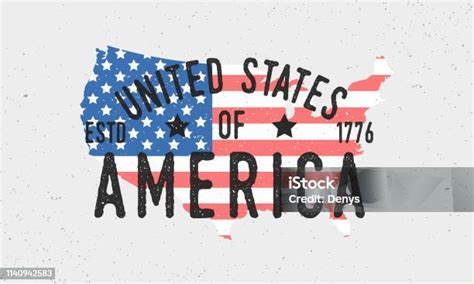 아메리카 합중국 로고 엠 블 럼 라벨 미국의 포스터 지도 프린트 티셔츠 타이포 그래피 아메리칸 빈티지 디자인입니다 벡터 미국 국기 지도입니다 T 셔츠에 대한 스톡 벡터 아트