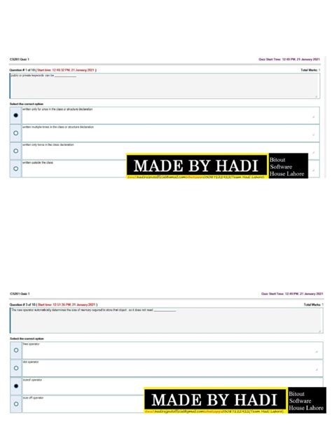 Cs201 Final Term File 1 Solved By Hadi Pdf