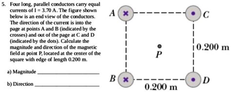 Solved Four Long Parallel Conductors Carry Equal Currents Of [ 3 70 A The Figure Shown