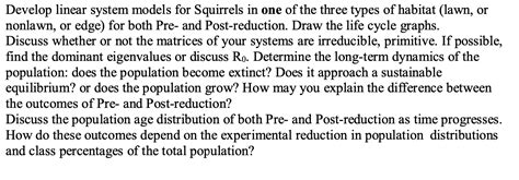 Develop Linear System Models For Squirrels In One Of