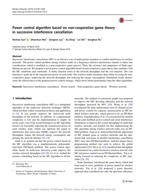 Power Control Algorithm Based On Non Cooperative Game Theory In