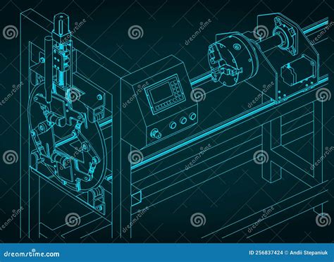 Cnc Pipe Cutting Machine Stock Vector Illustration Of Production 256837424
