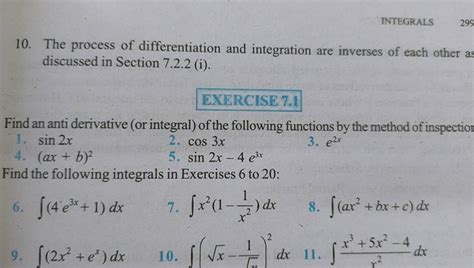 Integrals 10 The Process Of Differentiation And Integration Are Inverses