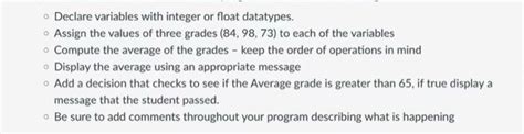 Solved Declare Variables With Integer Or Float Datatypes