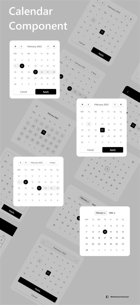 UI Calendar Component On Behance