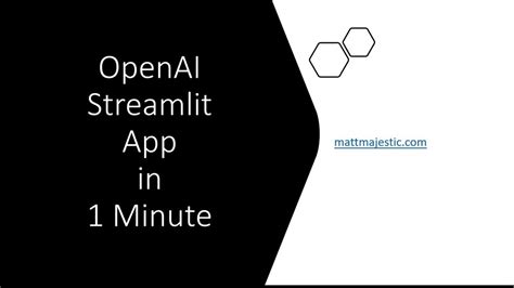 Openai Streamlit App In 1 Minute Youtube