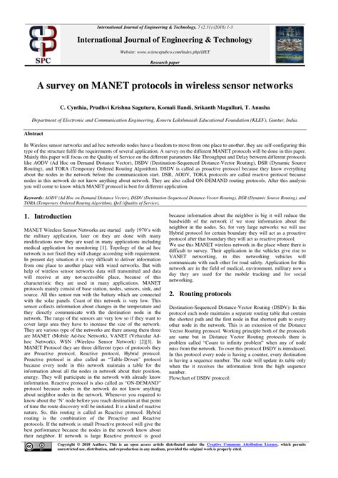 Pdf A Survey On Manet Protocols In Wireless Sensor Networks