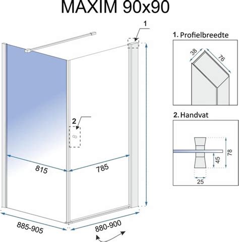 Rea Maxim Douchecabine Met Draaideur 90 X 90 X 195 Cm 6 Mm Chroom