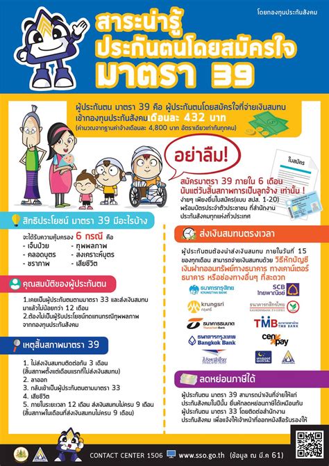 แนะนำผู้ประกันตนเอง มาตรา 39 ผู้ประกันตนมาตรา 39 เป็นผู้ประกันตนที่สมัครใจที่จะส่งเงินสมทบต่อและ