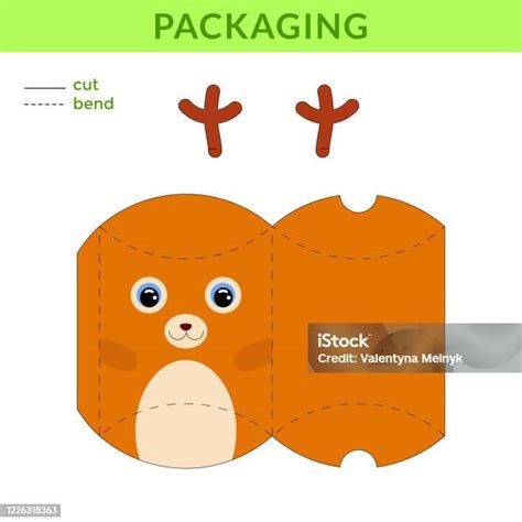 생일 사탕 작은 선물 빵집에 귀여운 사슴아기 샤워 생일을위한 사랑스러운 Diy 파티 호의 상자 인쇄 가능한 색상 구성표입니다 인쇄 잘라내기 접기 접착제 벡터 스톡