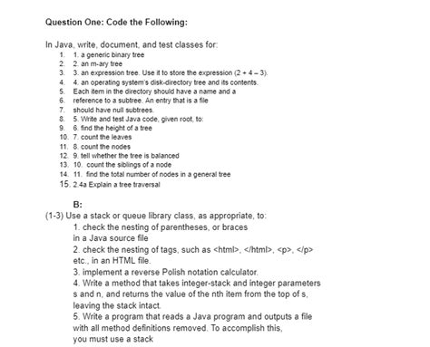 Solved Question One Code The Following In Java Write