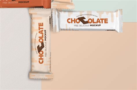 Chocolate Bar Packaging Mockup Realistic Wrapper Zippypixels