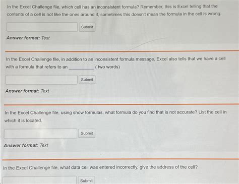 Solved In The Excel Challenge File Which Cell Has An Inconsistent 1 Answer Transtutors