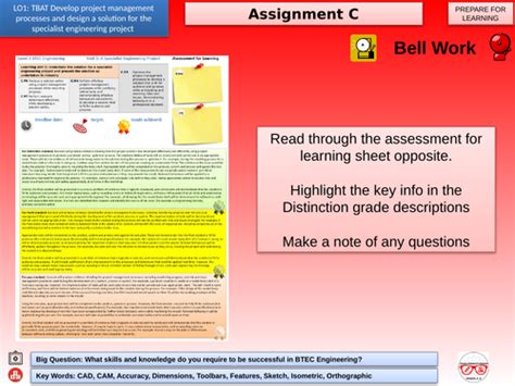 Btec Level 3 Engineering Unit 5 Specialist Project Teaching Resources