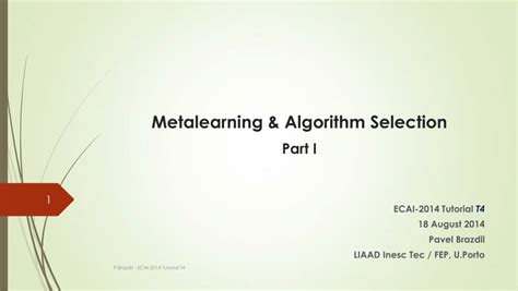 PDF Tutorial Metalearning Algorithm Selection