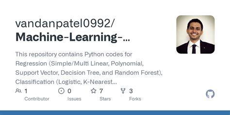 Github Vandanpatel Machine Learning Models This Repository Contains Python Codes For