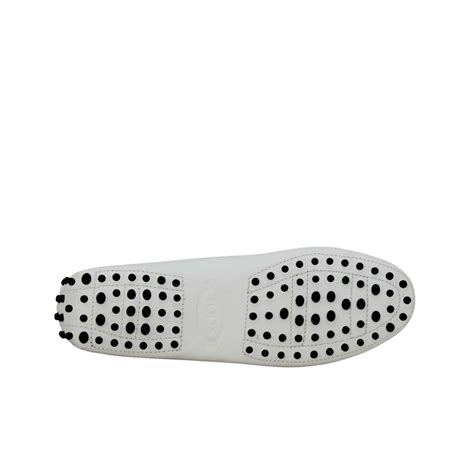 W 토즈 시티 고미노 가죽 드라이빙 슈즈 화이트 Tods Kream