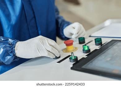 Technician Pressing Buttons Chemical Factory Royalty Free Images Stock Photos Pictures