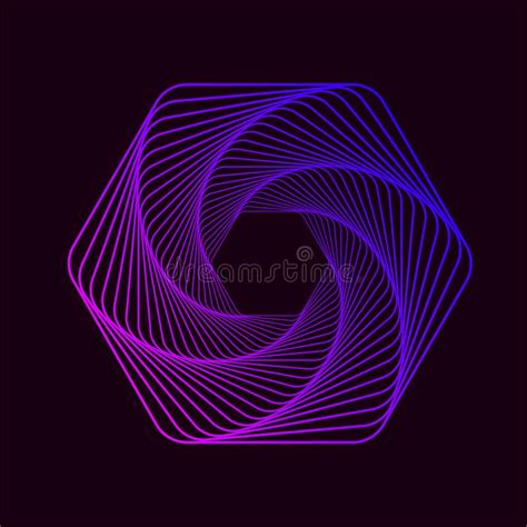 Twisted Colored Spiral Wireframe Hexagon Shape Vector Technology Lines Graphic Element Stock