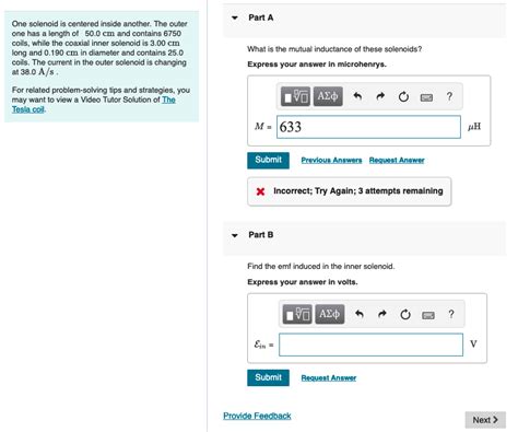 Solved Part B Find The Emf Induced In The Inner Solenoid Chegg Com
