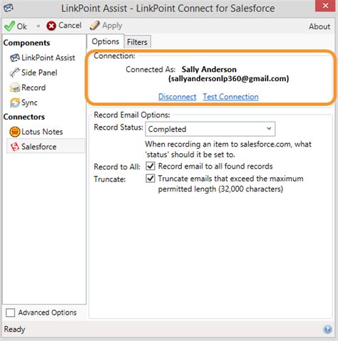 Configuring The Linkpoint Connect Salesforce Connector Ibm Notes Salesforce Knowledge Base