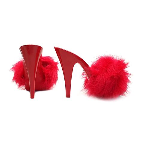 Red Clogs With Fur Heel 13 K9640 Rosso Etsy