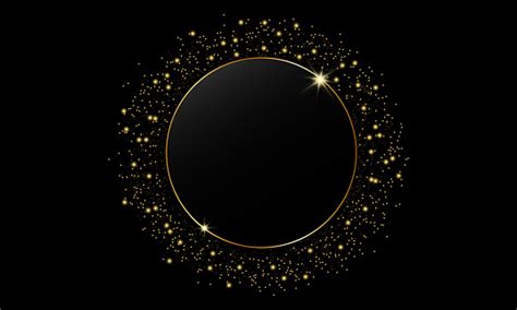 빛나는 황금 프레임 현대적인 럭셔리 블랙 모양과 골드 반짝이 골드 반지 어두운 배경에 골든 서클 추상적인 배경 벡터 Eps 10 다이아몬드에 대한 스톡 벡터 아트 및 기타