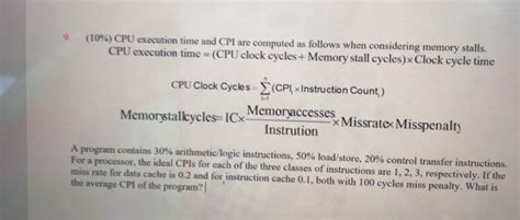 Solved 1096 Cpu Execution Time And Cpi Are Computed As