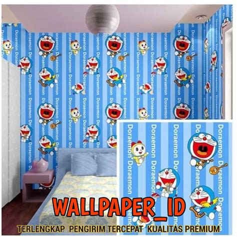 Jual Wallpaper Sticker Dinding Karakter Doraemon Strip Biru Premium