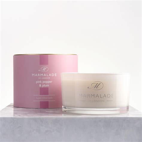 Pink Pepper And Plum 3 Wick Glass Candle