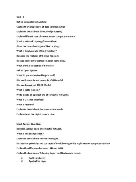 Unit Pdf Computer Network Osi Model