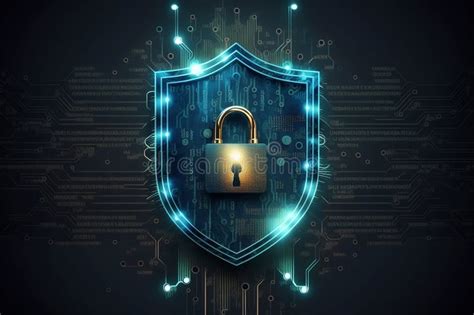 Network Cybersecurity And Information Against Threats Concept Illustration Of Shield And