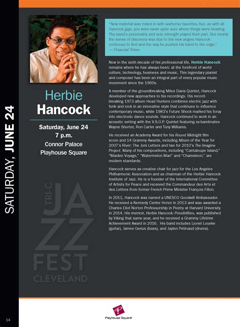 Tri C Jazzfest Cleveland Welcomes Herbie Hancock Cleveland Ohio