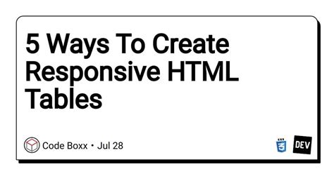 5 Ways To Create Responsive Html Tables Rdevto