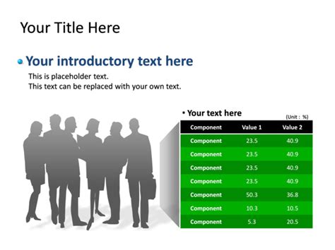 PowerPoint Slide Chart Table Green 1 Table TG163 CrystalGraphics Com