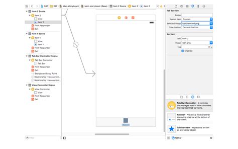 Ios How Do I Connect My Tab Bar Icon To My Screen Stack Overflow