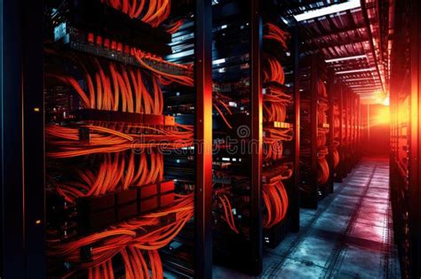 Network Switch And Ethernet Cables Emphasizing Secure Connections Stock Illustration