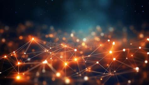 Futuristic Network Connection With Glowing Dots And Lines For Digital Tech And Social Media
