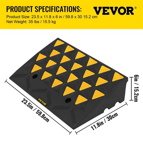 Vevor Rubber Curb Ramp 6 Rise Height Sidewalk Curb Ramp 5t Heavy
