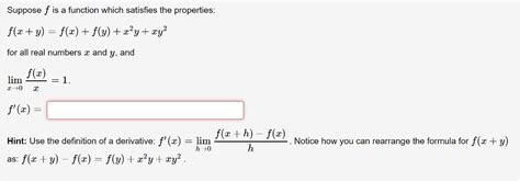 solved suppose f is a function which satisfies the