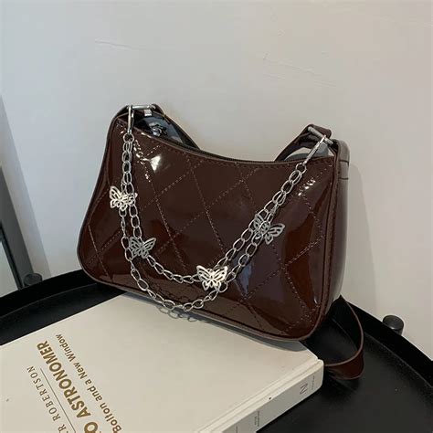 کیف پینترستی ورنی پروانه ای زنجیر دار گرلی کیوت شاپ