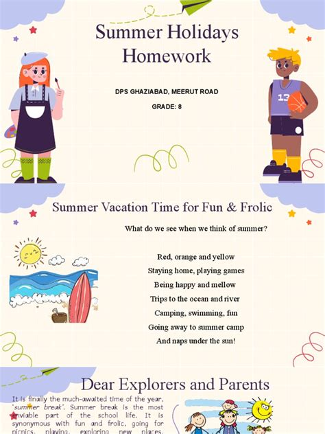 Class 8 Summer Holiday Homework Pdf