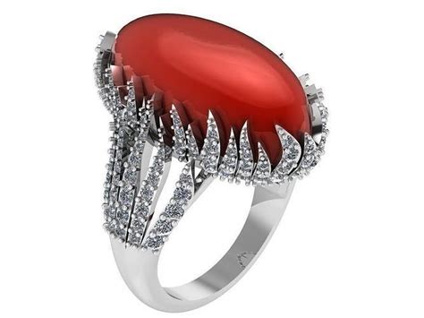 Oval Cabochon Flame Style Ring 0775 3d Model 3d Printable Cgtrader
