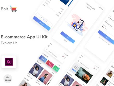 E Commerce App UI Kit Free XD Resource Adobe XD Elements