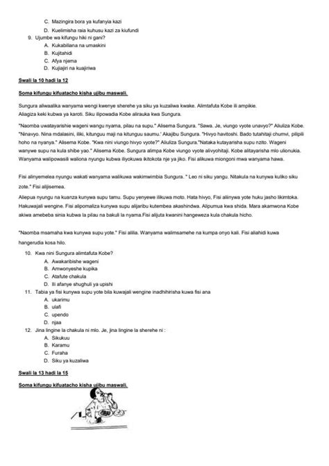Grade 5 Kiswahili August 2024 Holiday Assignment 16811